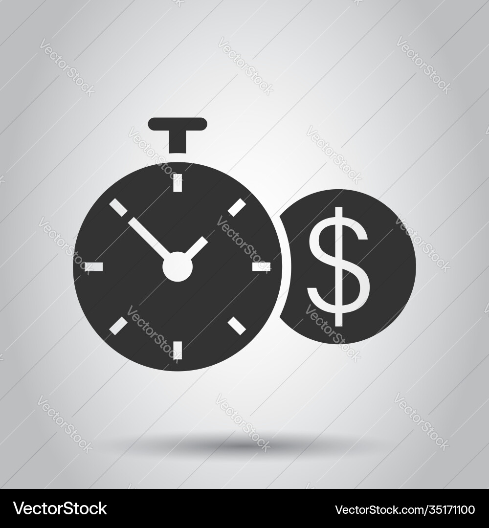 Time is money icon in flat style clock Royalty Free Vector