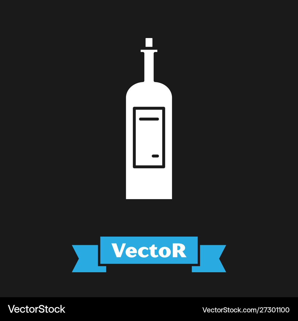 White bottle wine icon isolated on black Vector Image