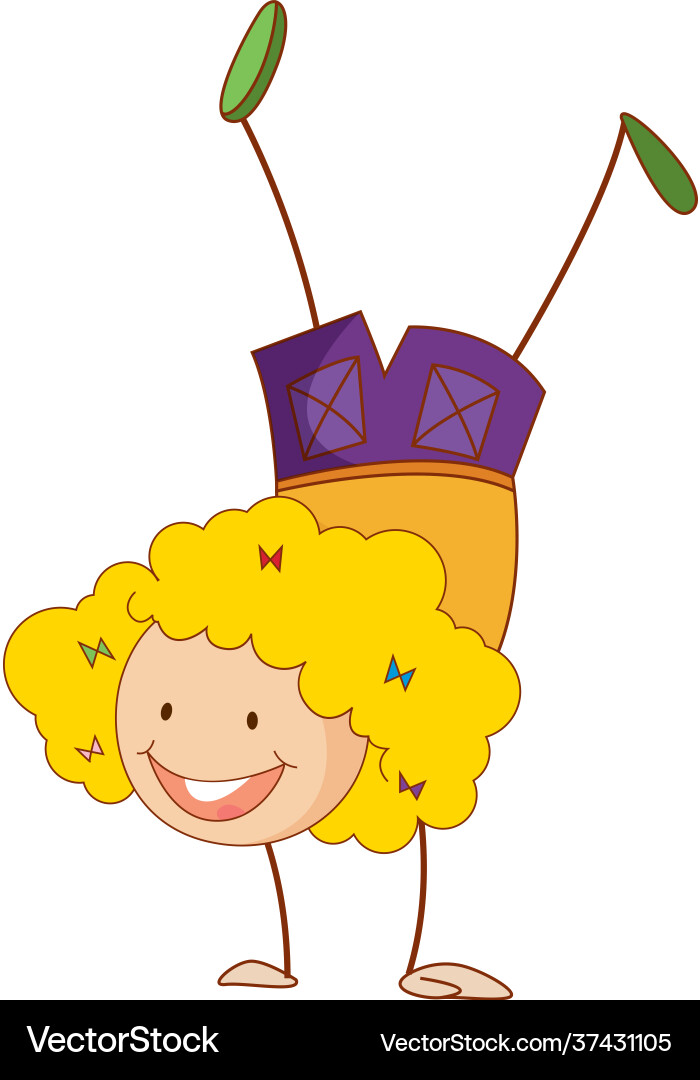 A doodle kid performing break dance cartoon Vector Image