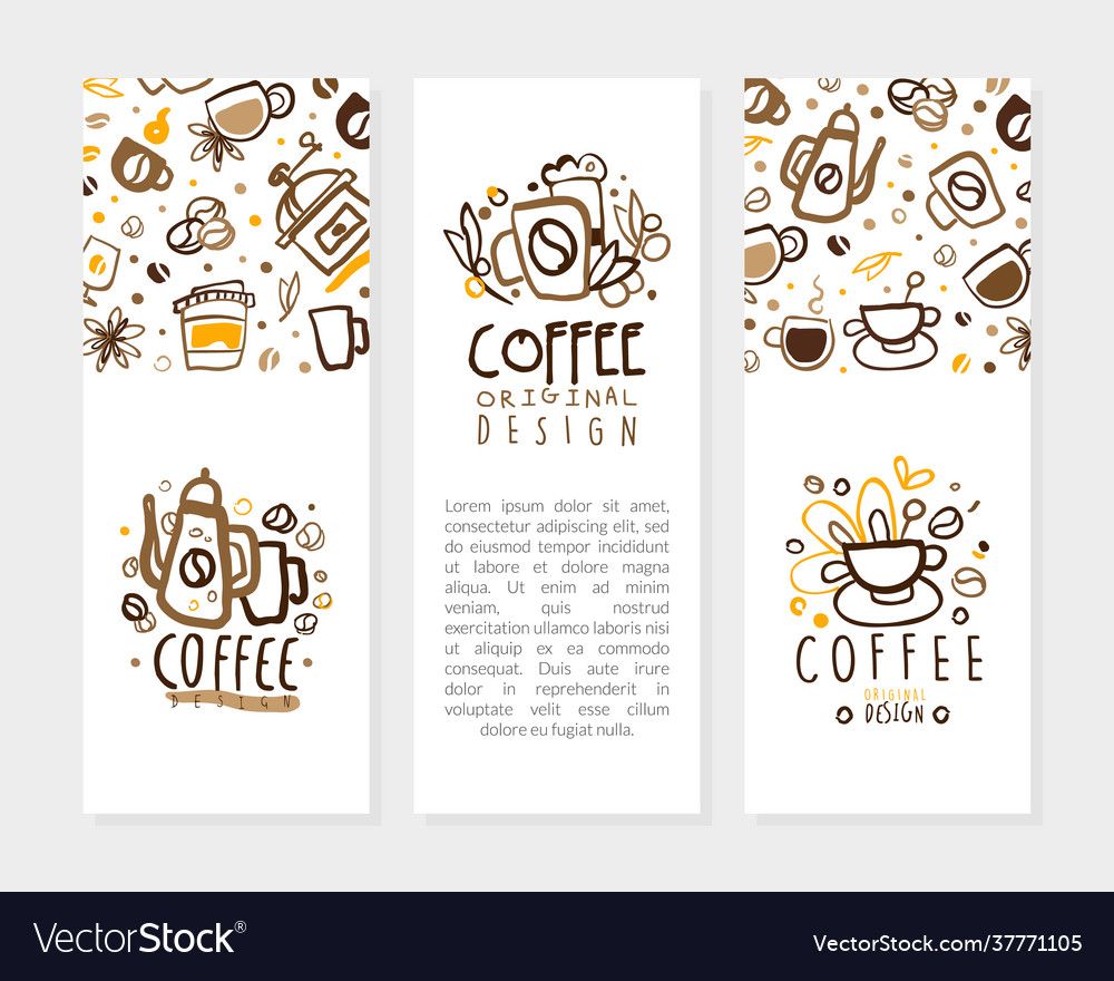 Coffee card templates with text set shop Vector Image
