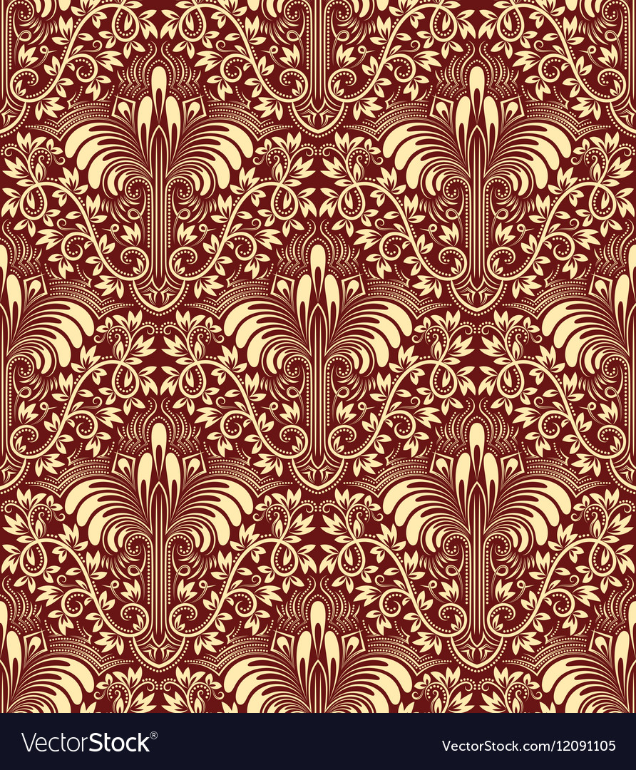 Damask seamless pattern repeating background Vector Image