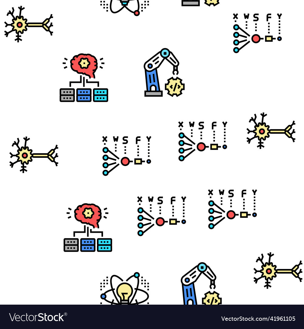Neural network and ai seamless pattern Royalty Free Vector
