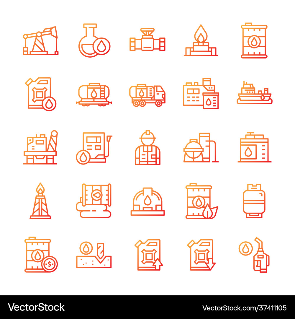 Set oil industry icons with gradient style Vector Image