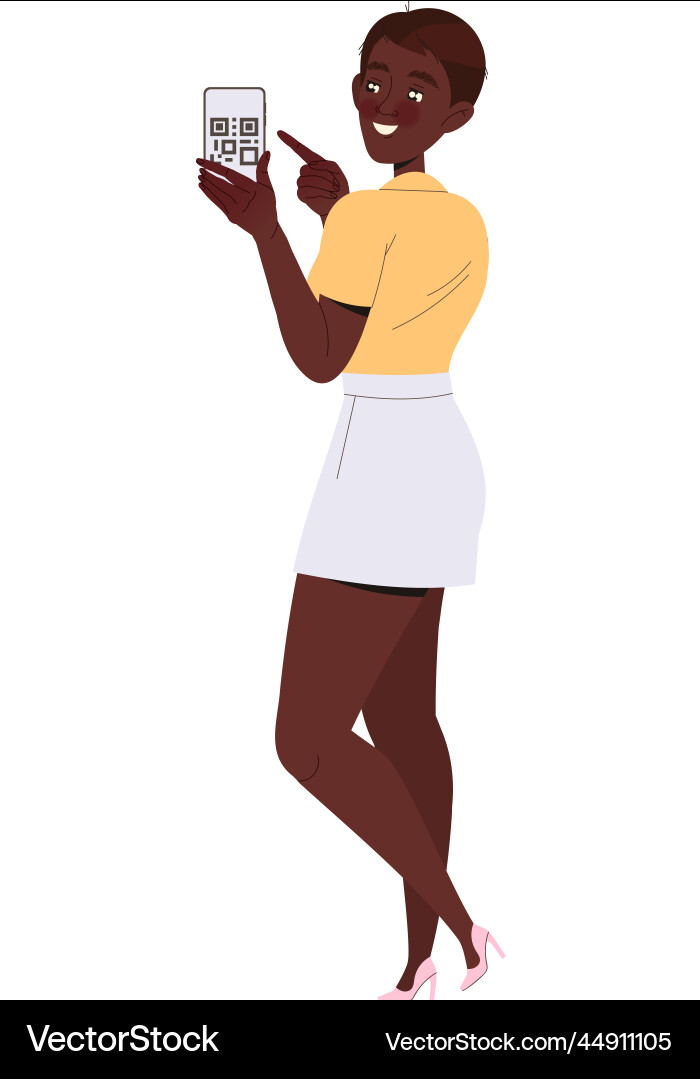 Young african american woman showing qr code Vector Image