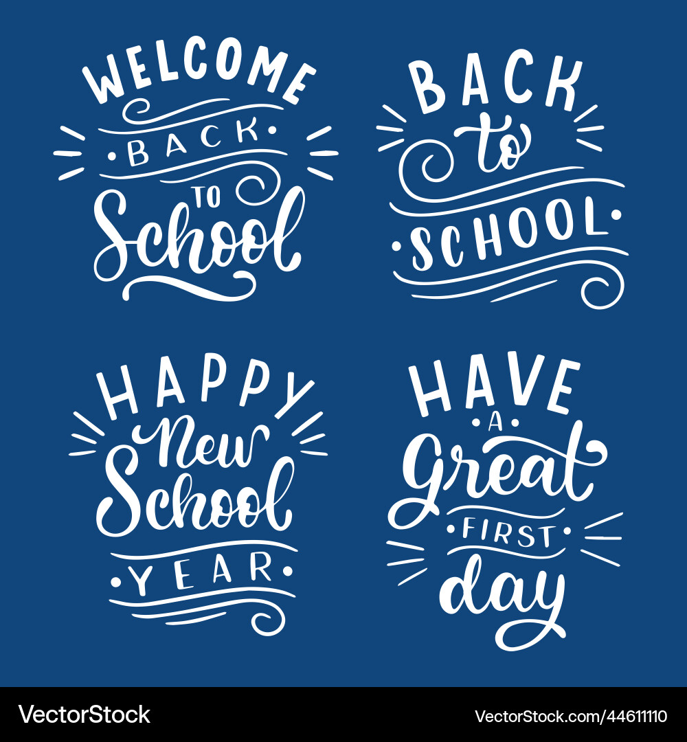 Back school lettering set design Royalty Free Vector Image