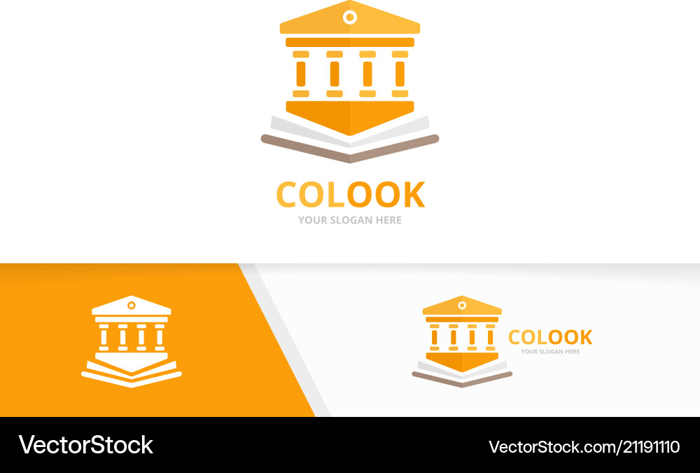 Bank and open book logo combination column Vector Image