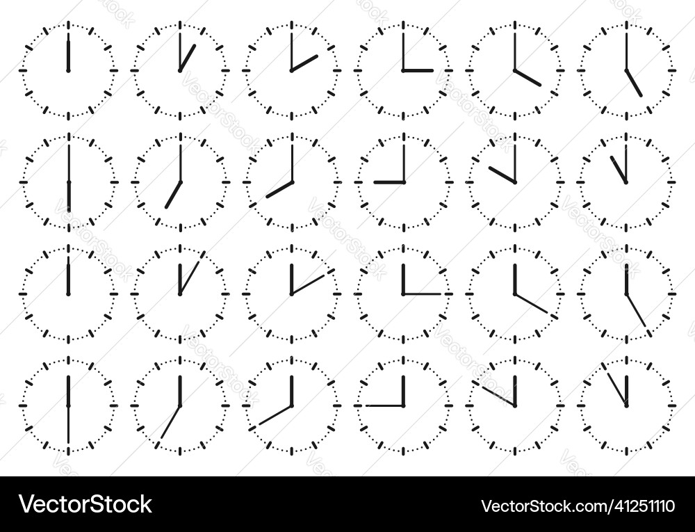 Clock icon set with different positions of arrows Vector Image