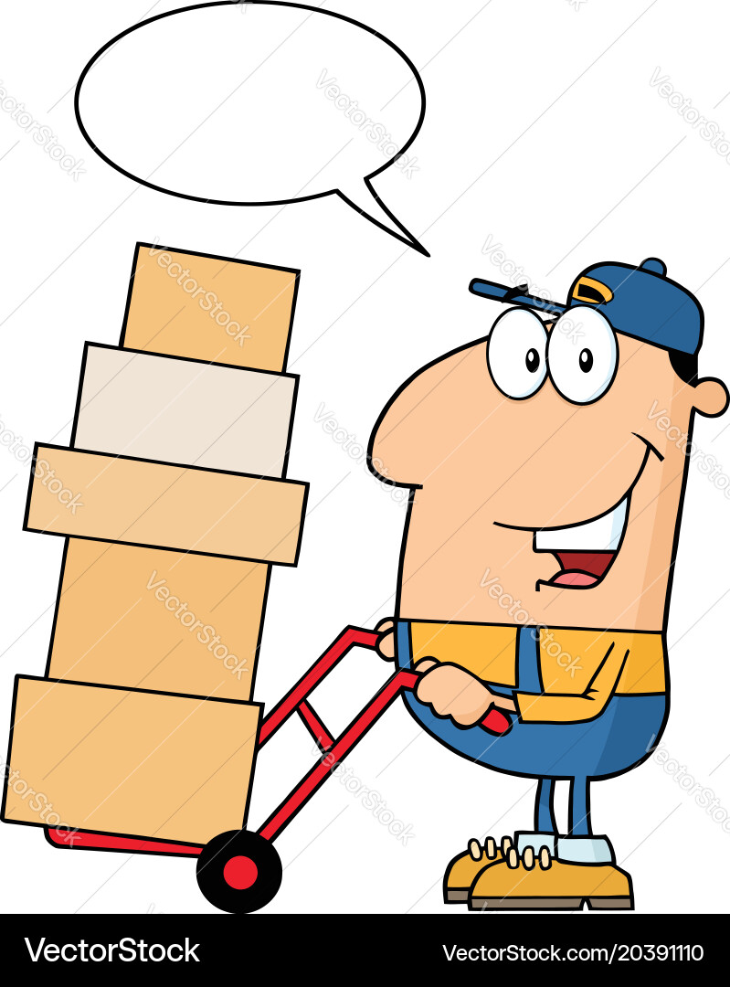 Delivery man cartoon character Royalty Free Vector Image
