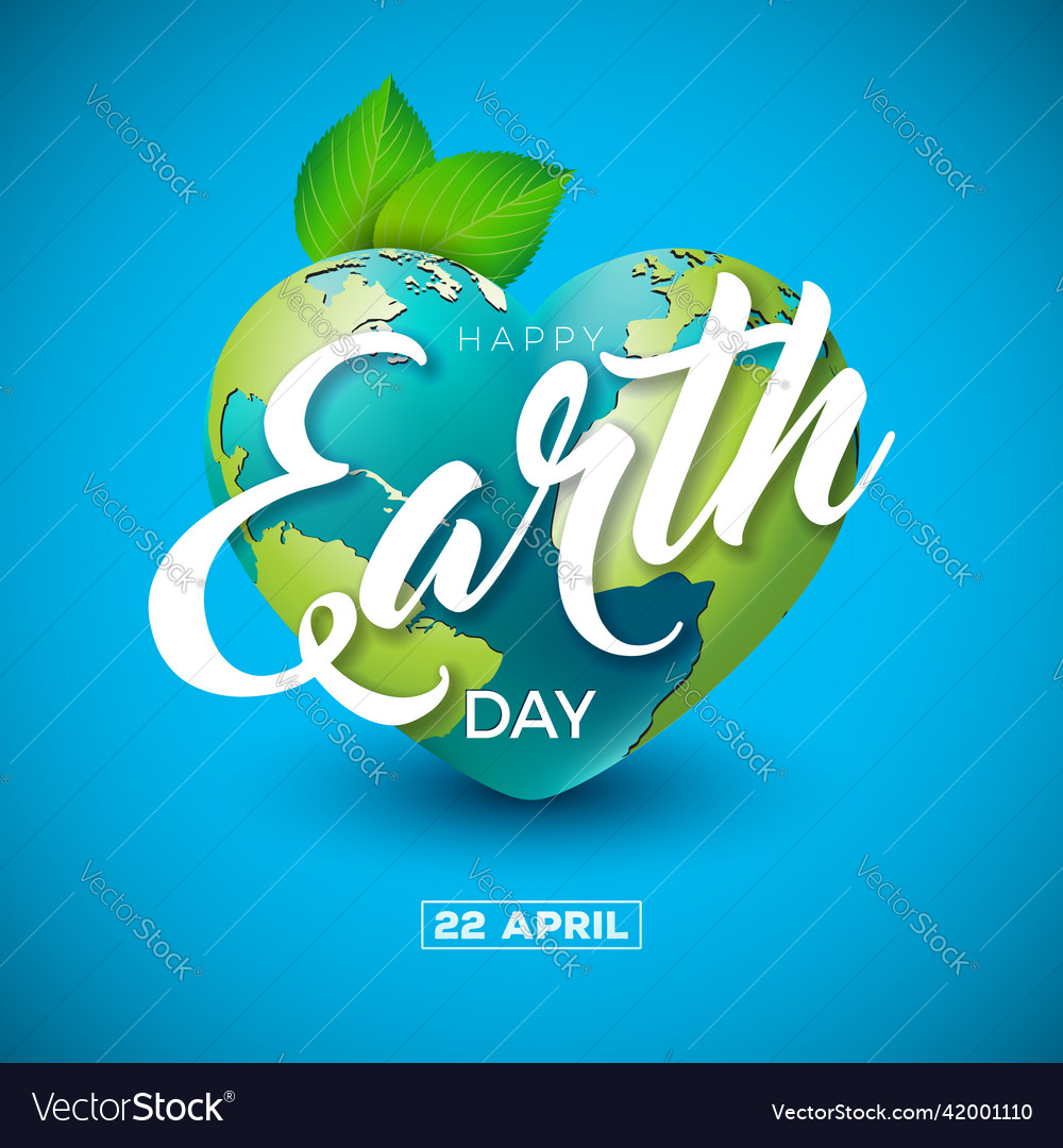 Earth day with planet in the heart Royalty Free Vector Image