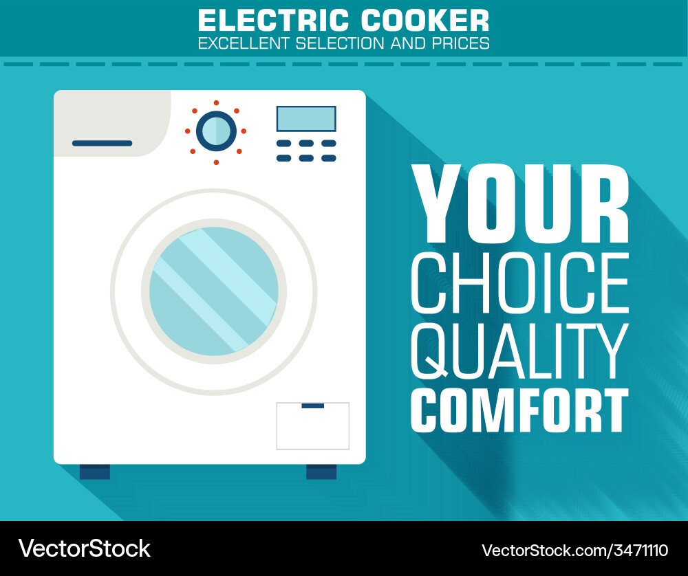 Flat washing machine with the slogan on the Vector Image