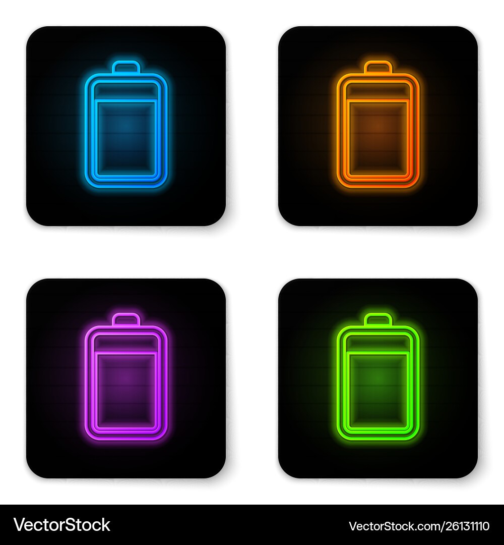 Glowing neon battery icon isolated on white Vector Image