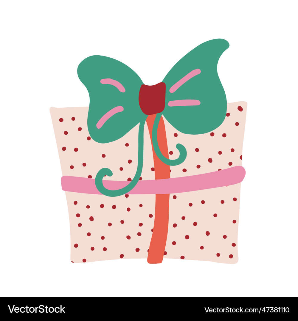 Hand drawn of present festive element in doodle Vector Image