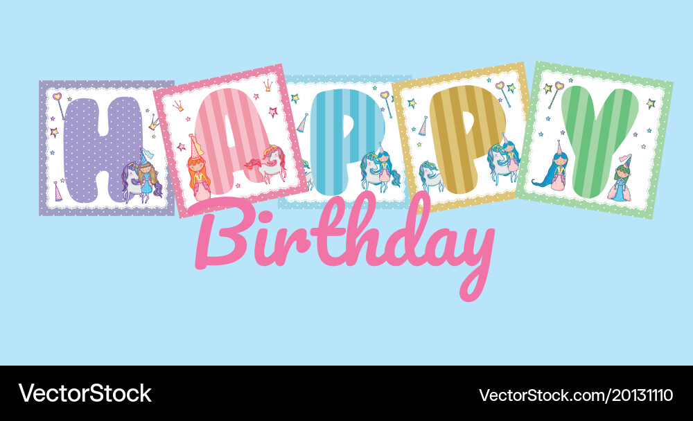 Happy birthday cute fonts Royalty Free Vector Image