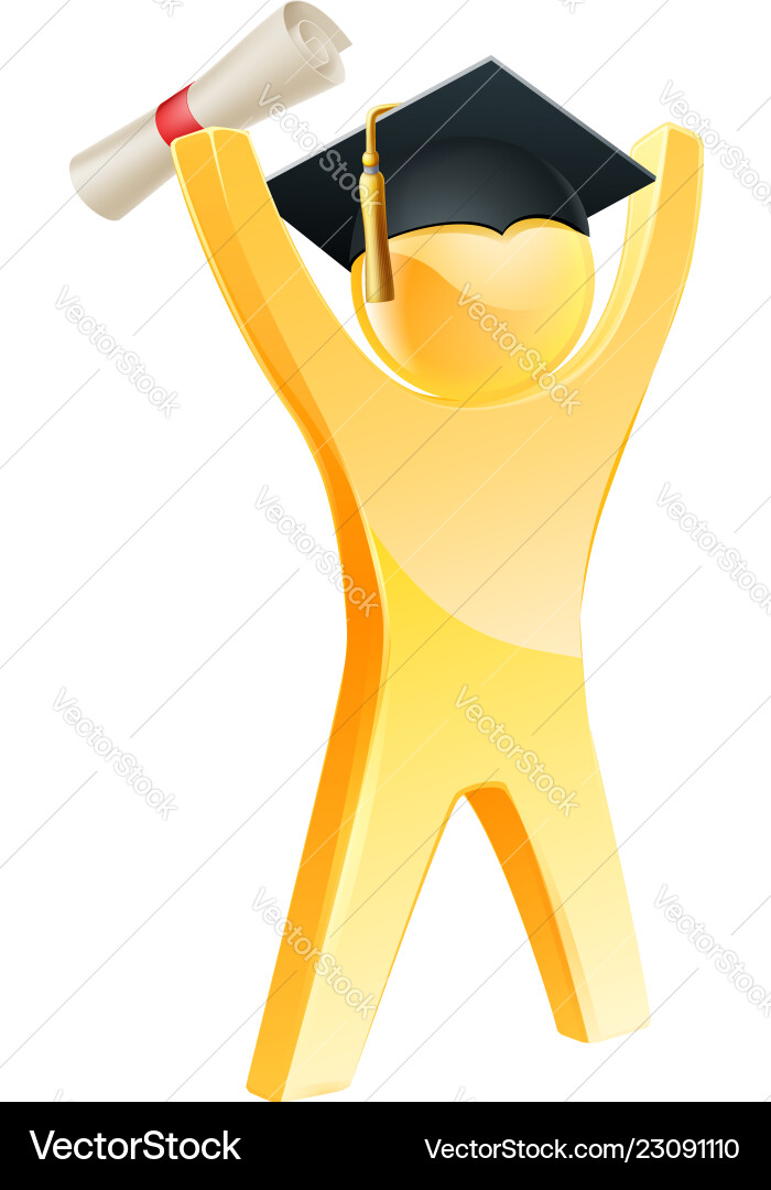 Happy gold graduate Royalty Free Vector Image - VectorStock