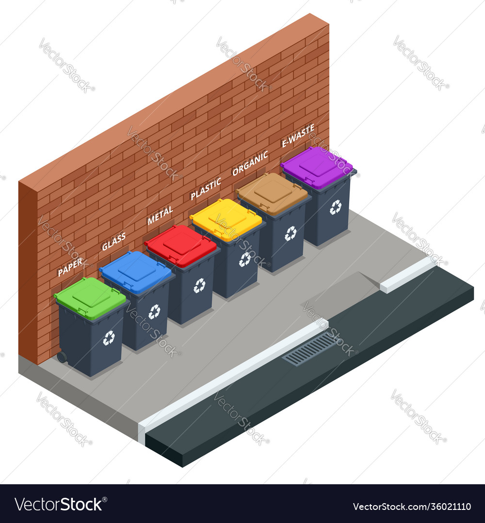 Isometric garbage containers different types Vector Image