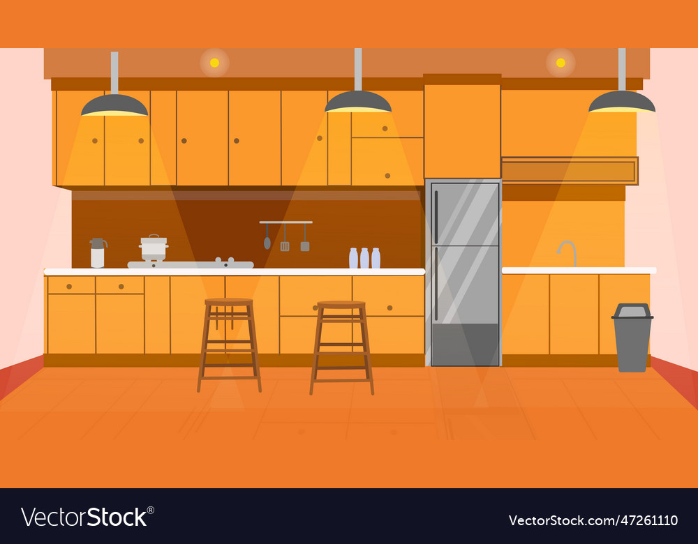 Kitchen set flat Royalty Free Vector Image - VectorStock