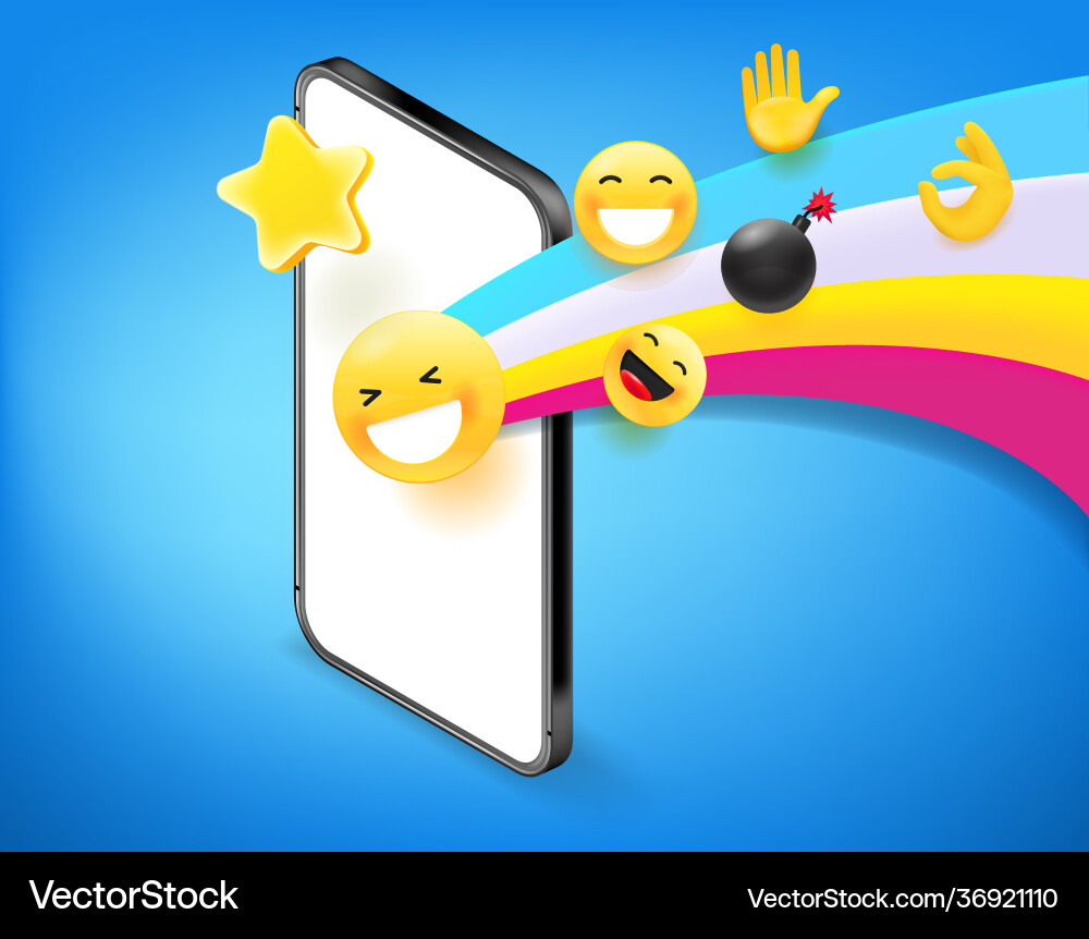 Modern smartphone with rainbow and different Vector Image