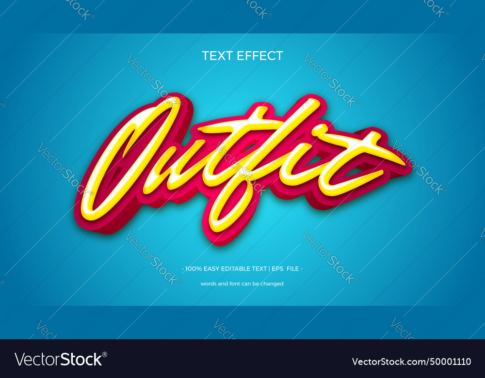 Outfit script text effect Royalty Free Vector Image