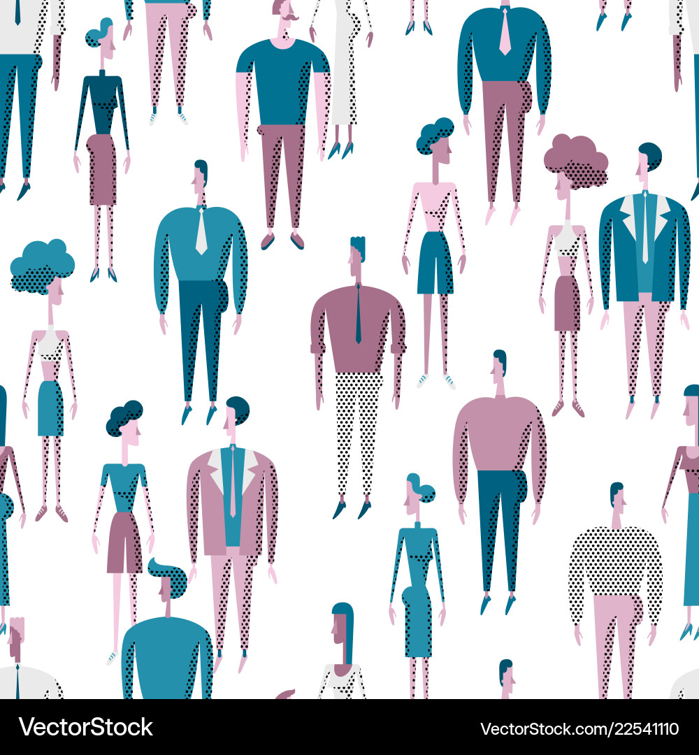People crowd seamless pattern with men and women Vector Image