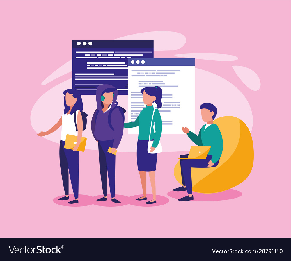 People with laptops design Royalty Free Vector Image