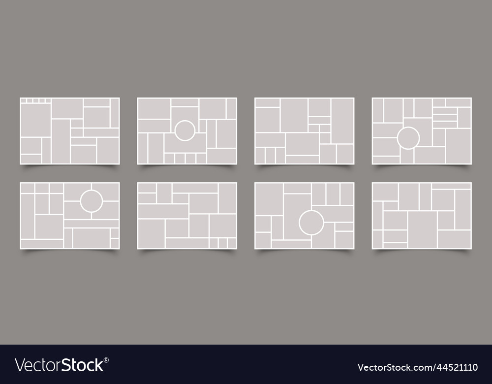 Photo Collage Blank Moodboard Grid Layout Mosaic Vector Image