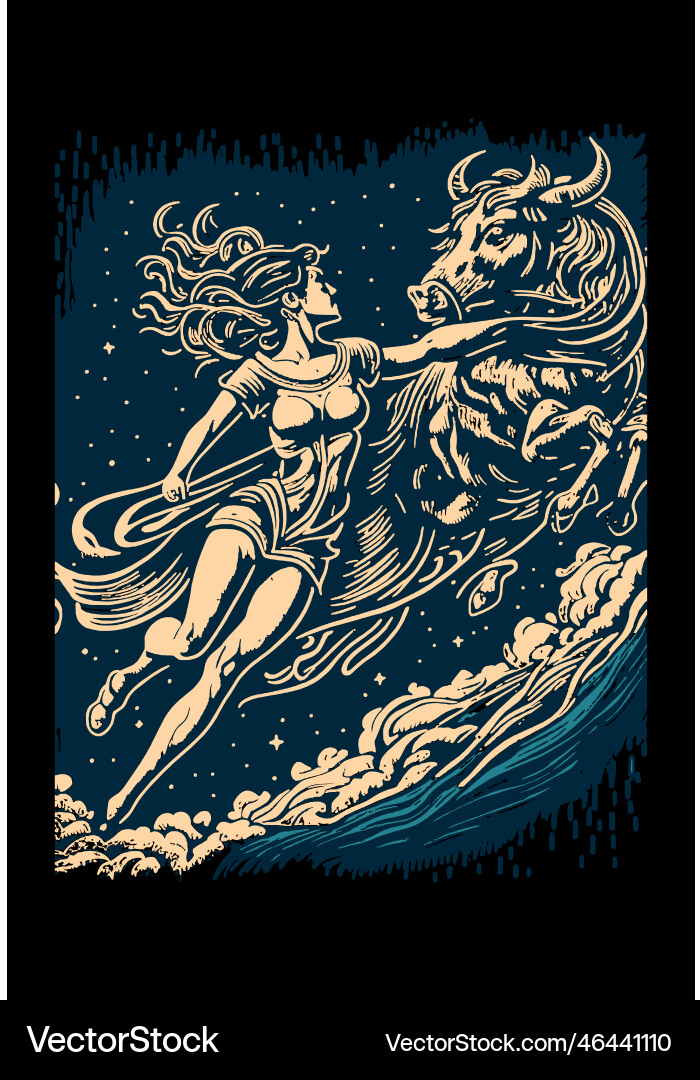 Queen above the clouds mythology Royalty Free Vector Image