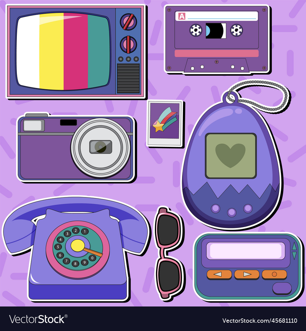 Retro objects and elements set Royalty Free Vector Image