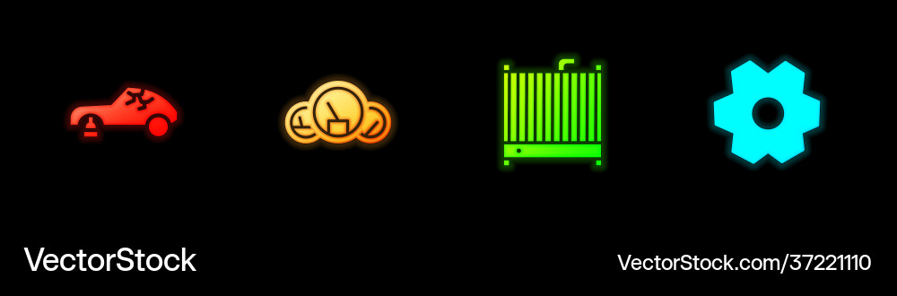 Set broken car speedometer car radiator cooling Vector Image