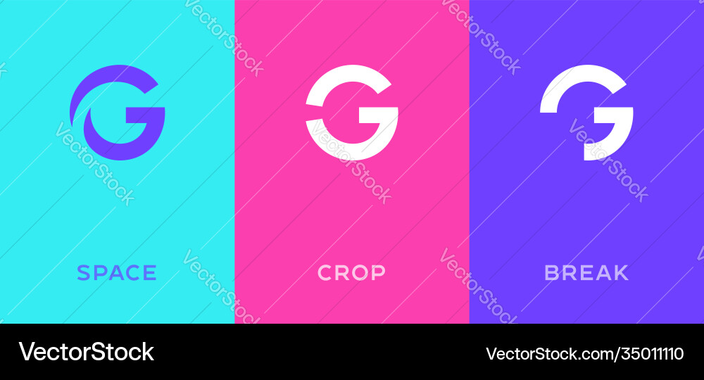 Set letter g minimal logo icon design template Vector Image