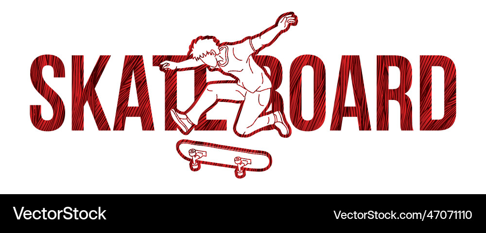 Skateboard text font design cartoon graphic Vector Image