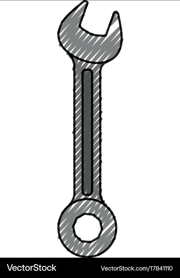 Spanner flat icon colored crayon silhouette Vector Image