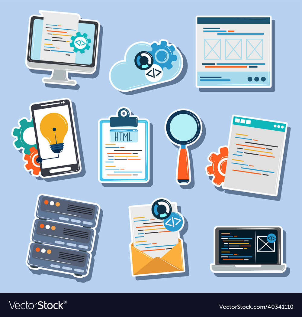 Web development and optimization Royalty Free Vector Image