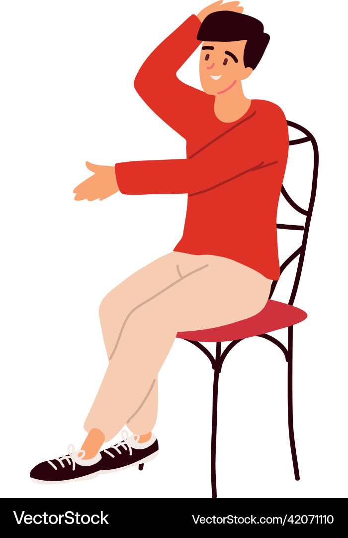 Young man sitting on chair Royalty Free Vector Image