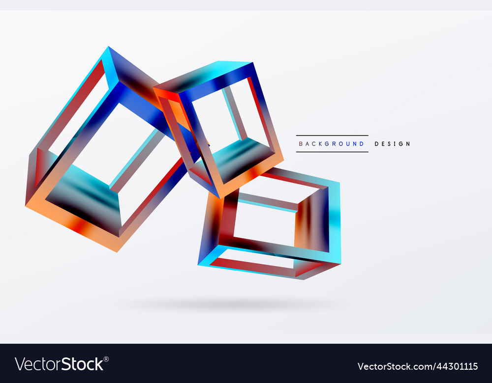 3d cube shapes geometric background trendy Vector Image