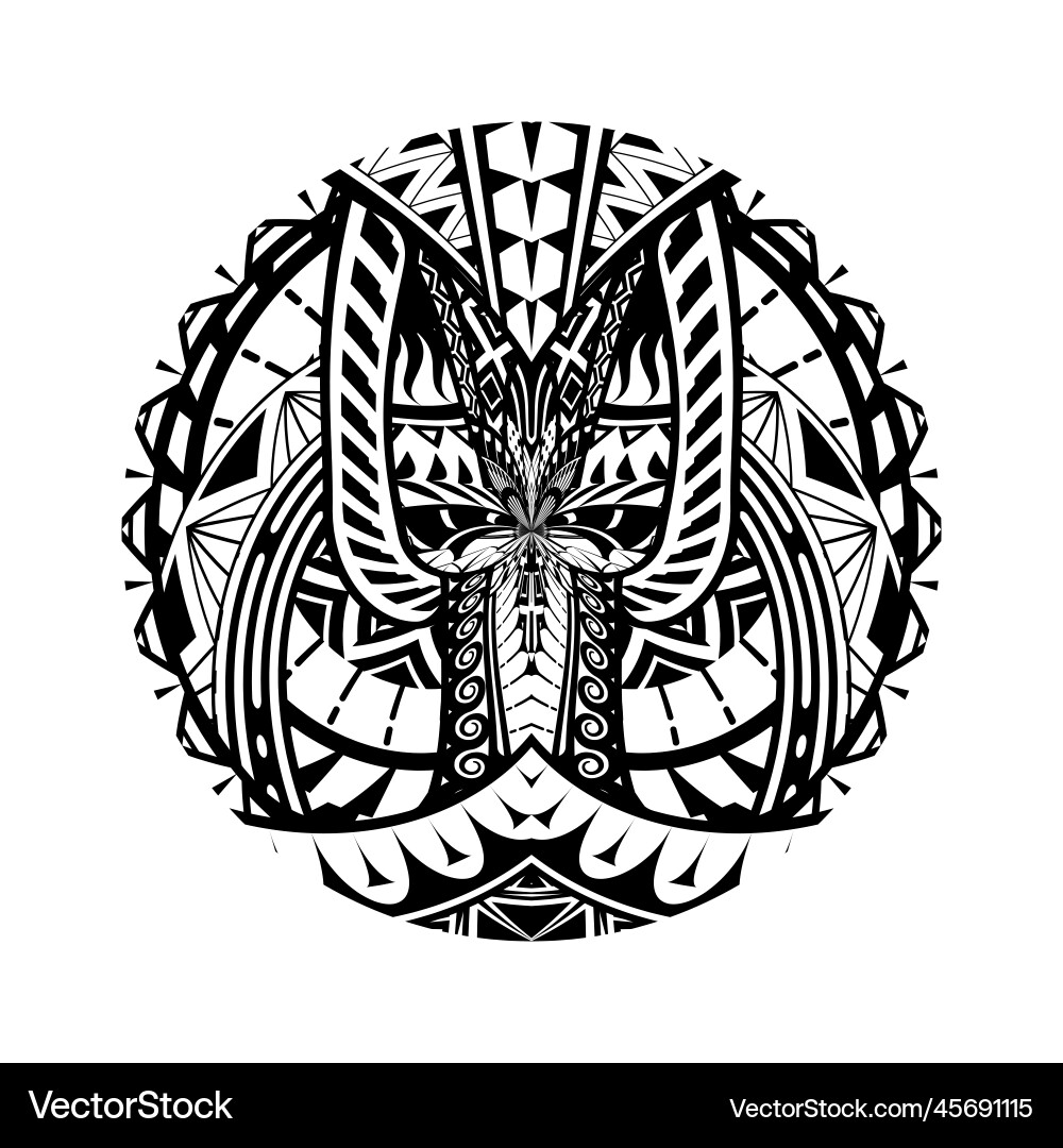 Abstract black and white polynesian tattoo Vector Image