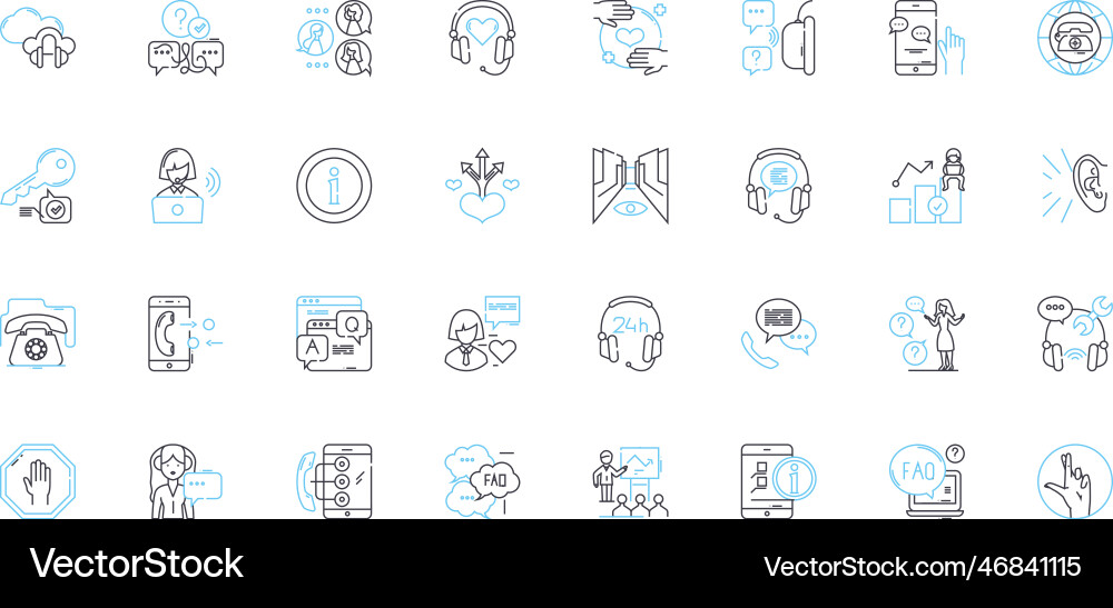 Assistance program linear icons set support aid Vector Image