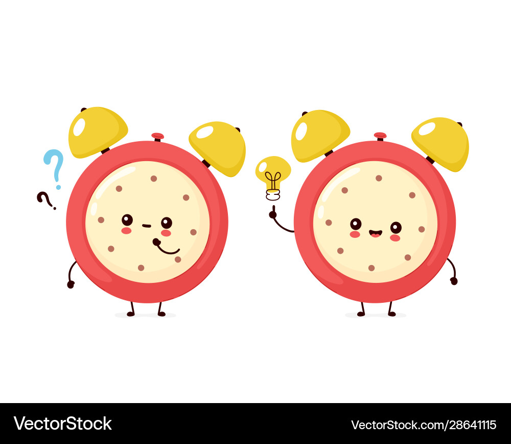 Cute smiling happy alarm time clock Royalty Free Vector