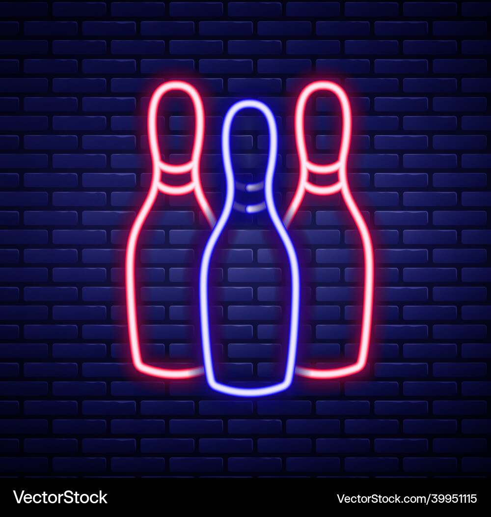 Glowing neon line bowling pin icon isolated Vector Image