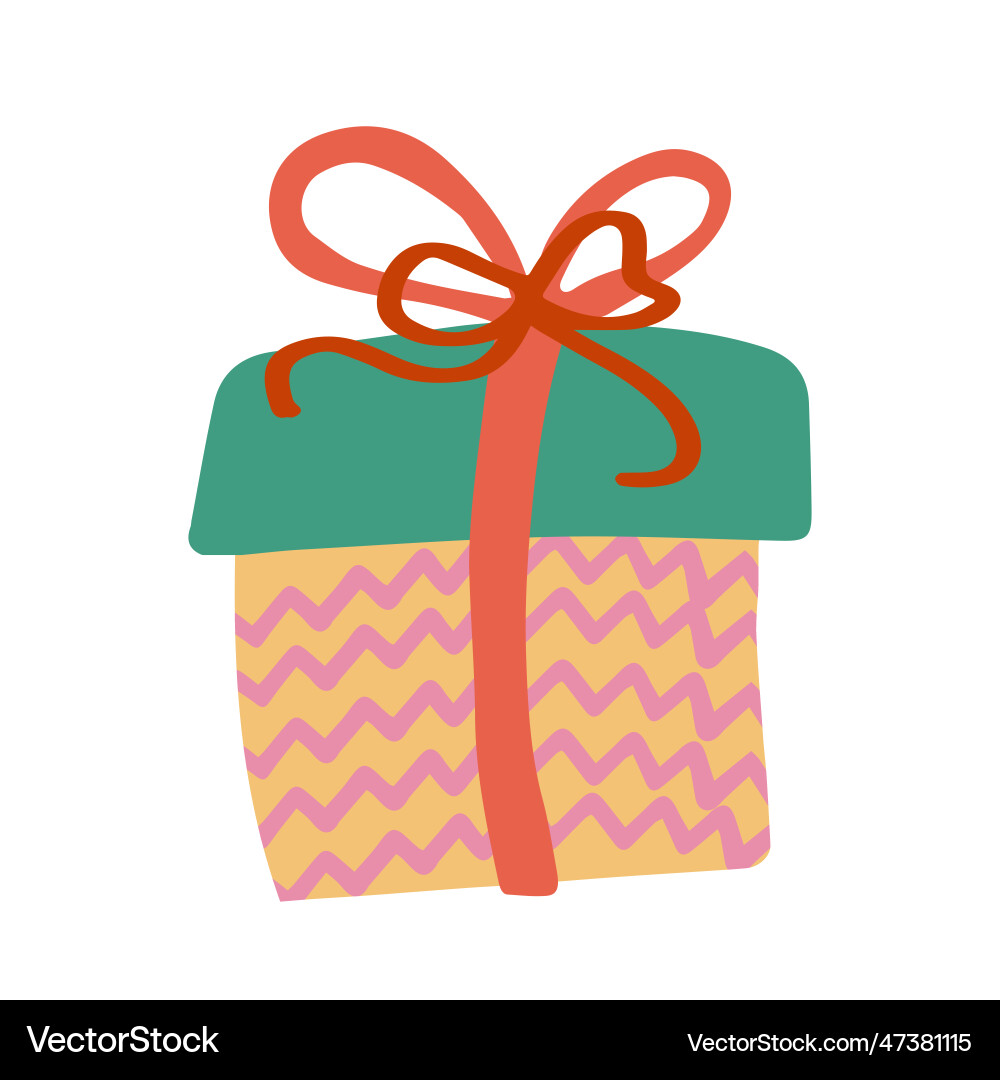 Hand drawn of present festive element in doodle Vector Image