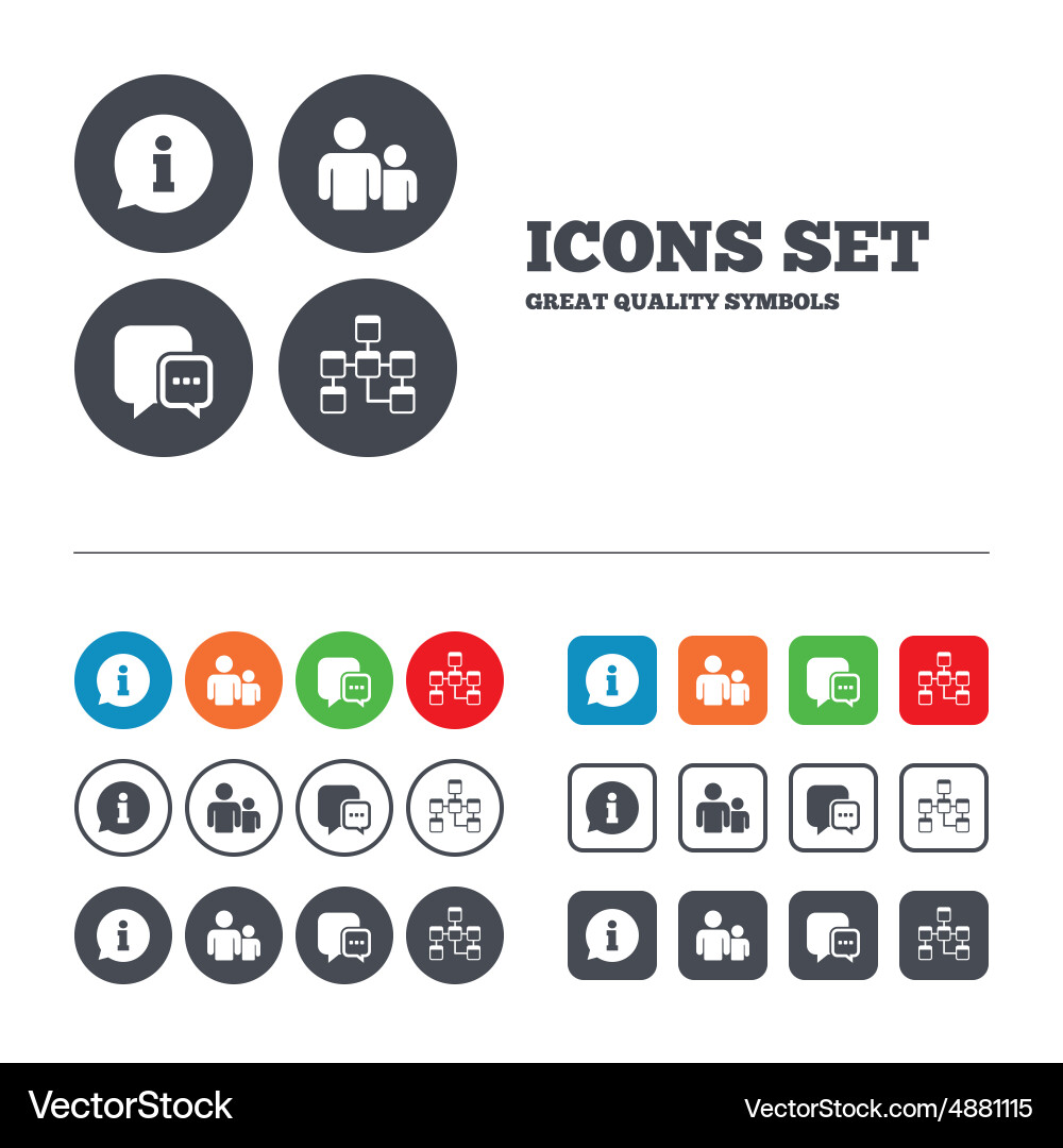 Information sign and group communication icons Vector Image