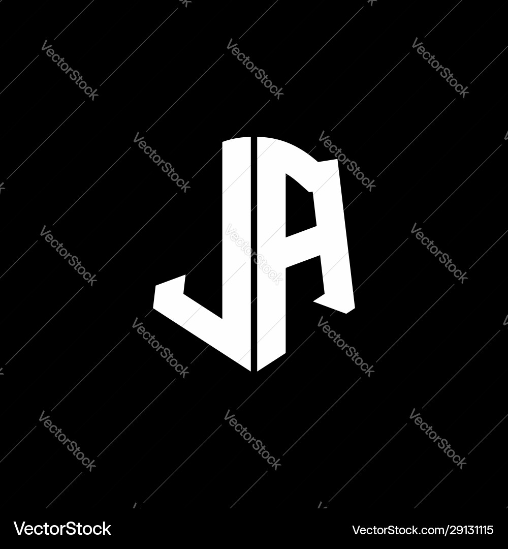 Ja monogram letter logo ribbon with shield style Vector Image
