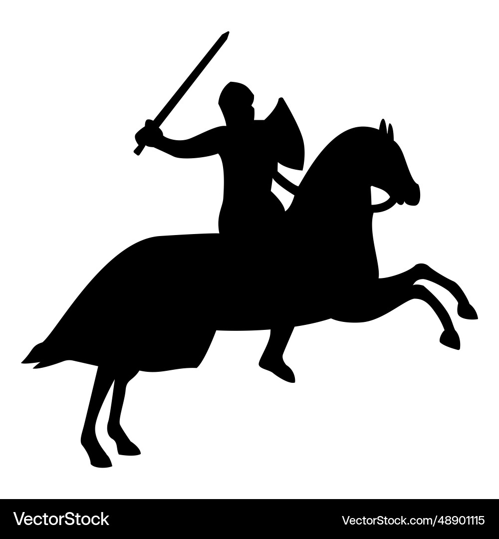 Knight on horse silhouette Royalty Free Vector Image