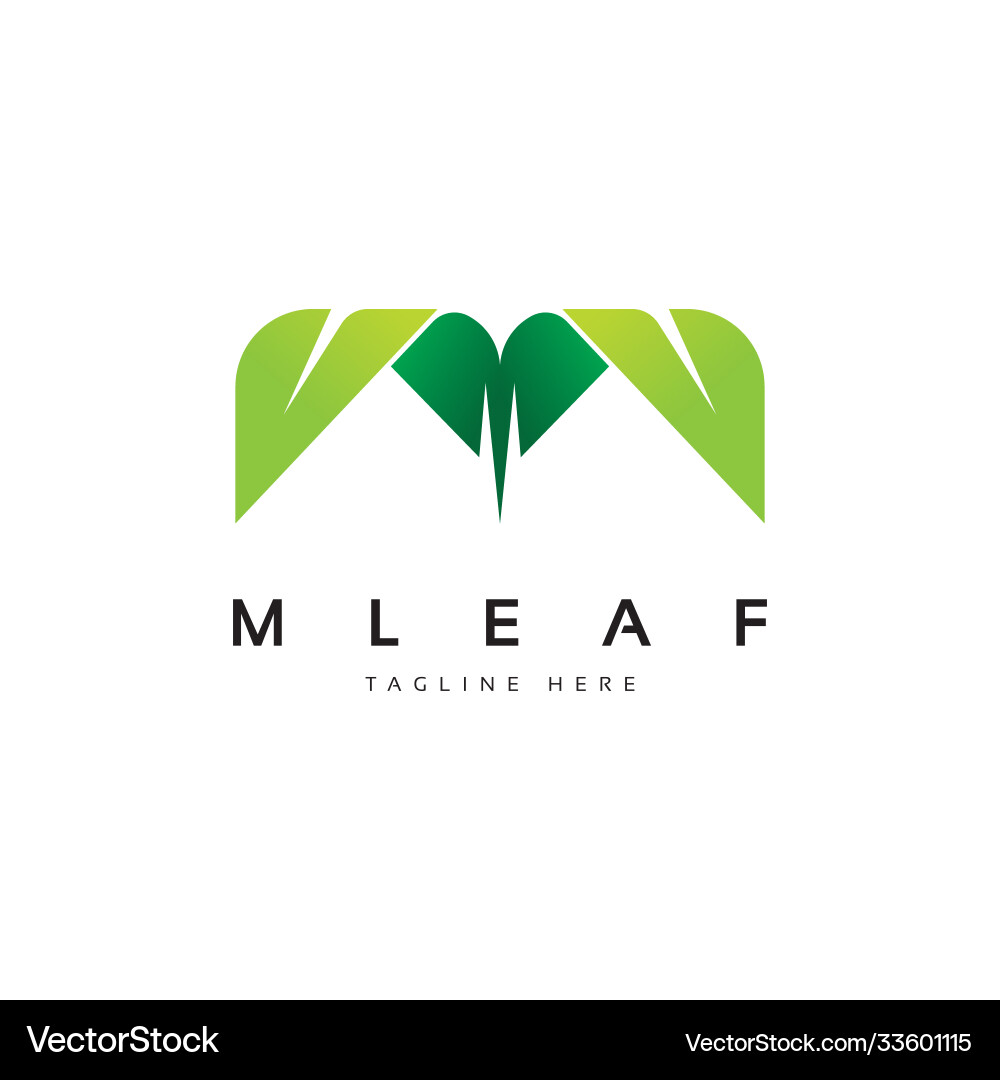 Letter m with leaf shape logo design inspiration Vector Image