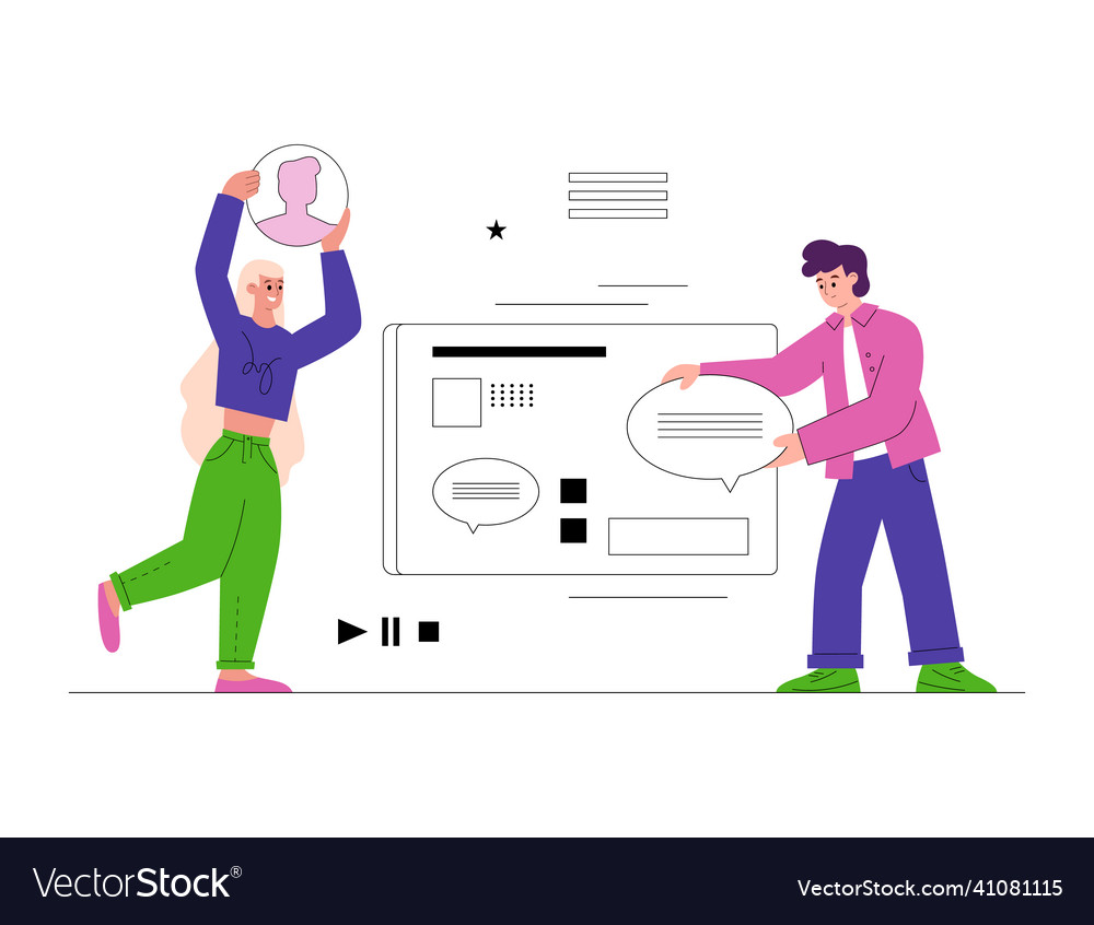 Man and woman web designers create user interface Vector Image