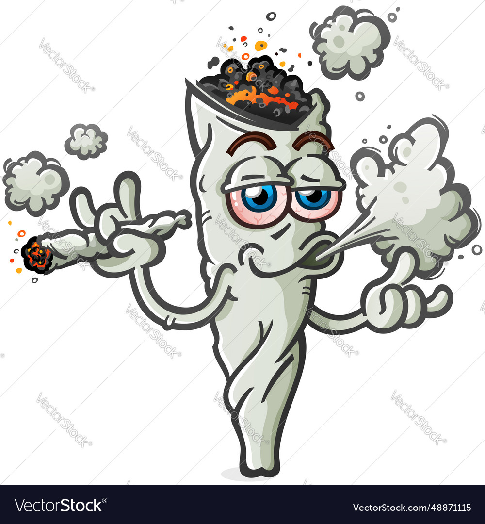 Marijuana joint cartoon character smoking Vector Image
