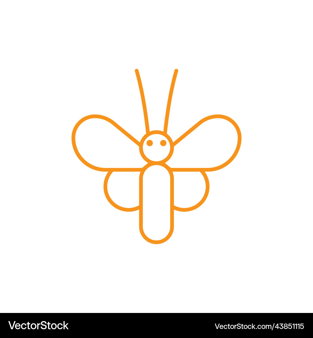 Orange butterfly line art icon Royalty Free Vector Image