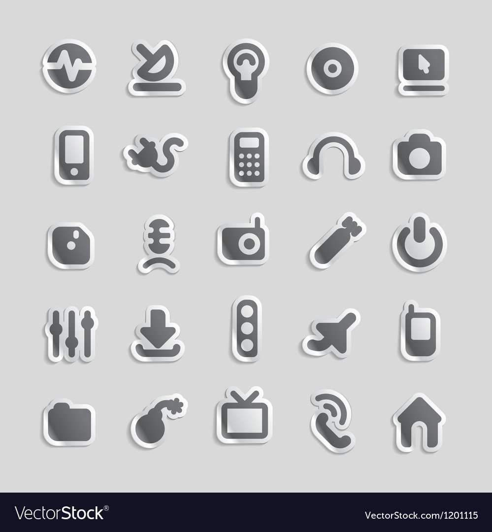 Sticker icons for technology Royalty Free Vector Image
