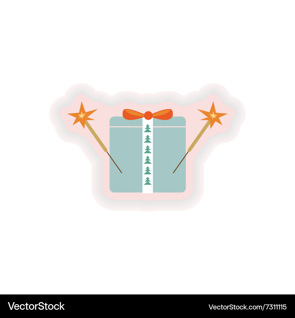 Stylish paper sticker on white background gift Vector Image