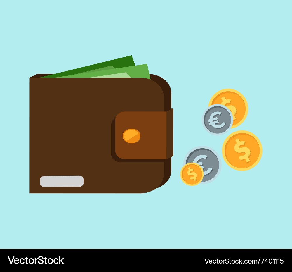 Wallet with Card and Cash Royalty Free Vector Image