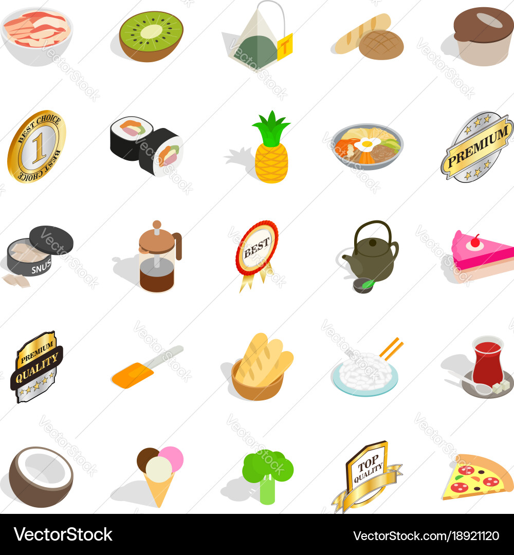 Bad food icons set isometric style Royalty Free Vector Image